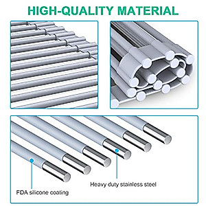 TBMax Roll Up Dish Drying Rack, Food-Grade Silicone-Coated Stainless Steel Over The Sink Rack, Heavy Duty Roll Up Sink Drying Rack