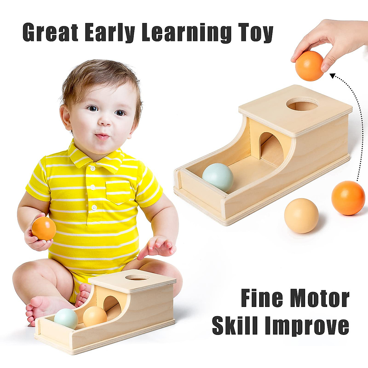 Busy edition Montessori Toys Object Permanence Box Wooden Ball Drop Baby Play for 6 Month 1 2 3 Year Old Toddlers Infant Early Age Toy