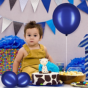 100 Pieces Latex Balloons Different Sizes 18/12/10/5 Inch Party Balloon Kit for Valentines Birthday Baby Shower Wedding Bride Graduation Party Decoration (Navy blue)