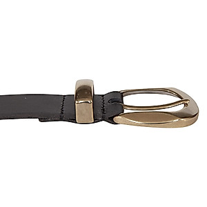 Lucky Brand Women Leather Bold Fashion Statement Belts, Sculpted Buckle-Black, M (28-30")