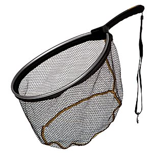 Frabill Floating Trout Net, 13" x 18", Black Finish, Fish Landing Net, Tangle-Free Micromesh Netting is Gentle on Fish, Comfortable Handle with Built-in Lanyard and Carabiner