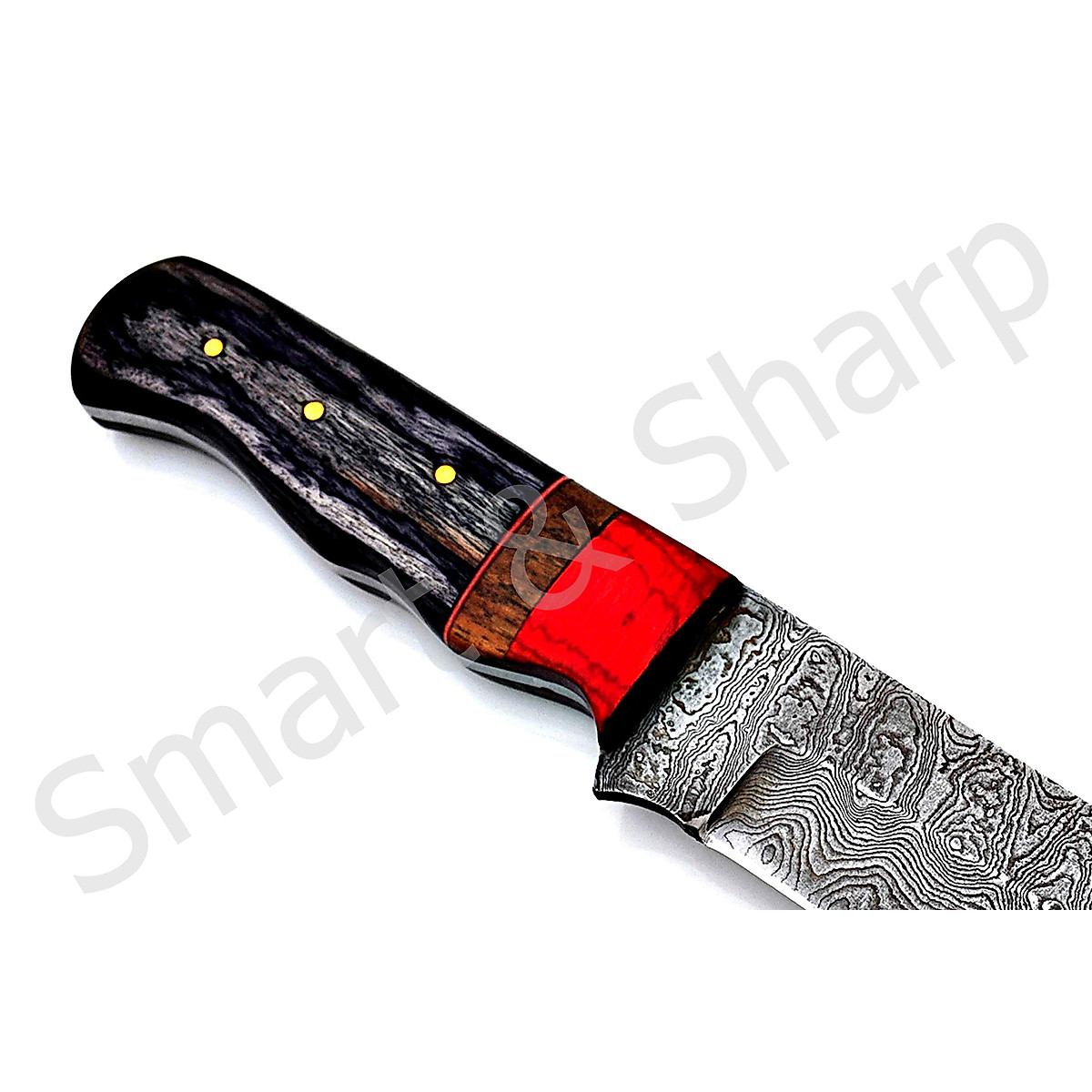 Smart & Sharp Custom Handmade Damascus Steel Hunting Knife/Skinning Knife AA-17284 (Black Wood)