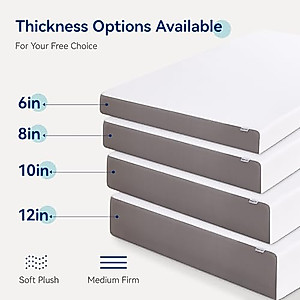 Amazon Basics HKSP01008F Plush Memory Foam Bed Mattress, Full, White/Grey, 75 x 54 x 8 inches