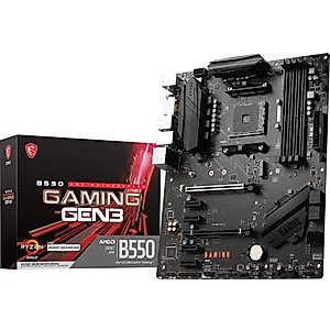 MSI B550 Gaming GEN3 Gaming Motherboard (AMD AM4, DDR4, PCIe 3.0, SATA 6Gb/s, M.2, USB 3.2 Gen 1, HDMI, ATX, AMD Ryzen 5000/4000 Series Processors)