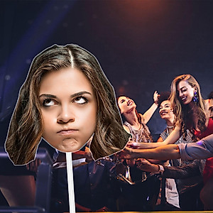 Big a Head on Stick Custom Cardboard Cutout Personalized Head Cutouts Fans Customized Face Photo Pictures Cut Out for Bachelorette Party Birthdays Graduatation 3PCS Different Head