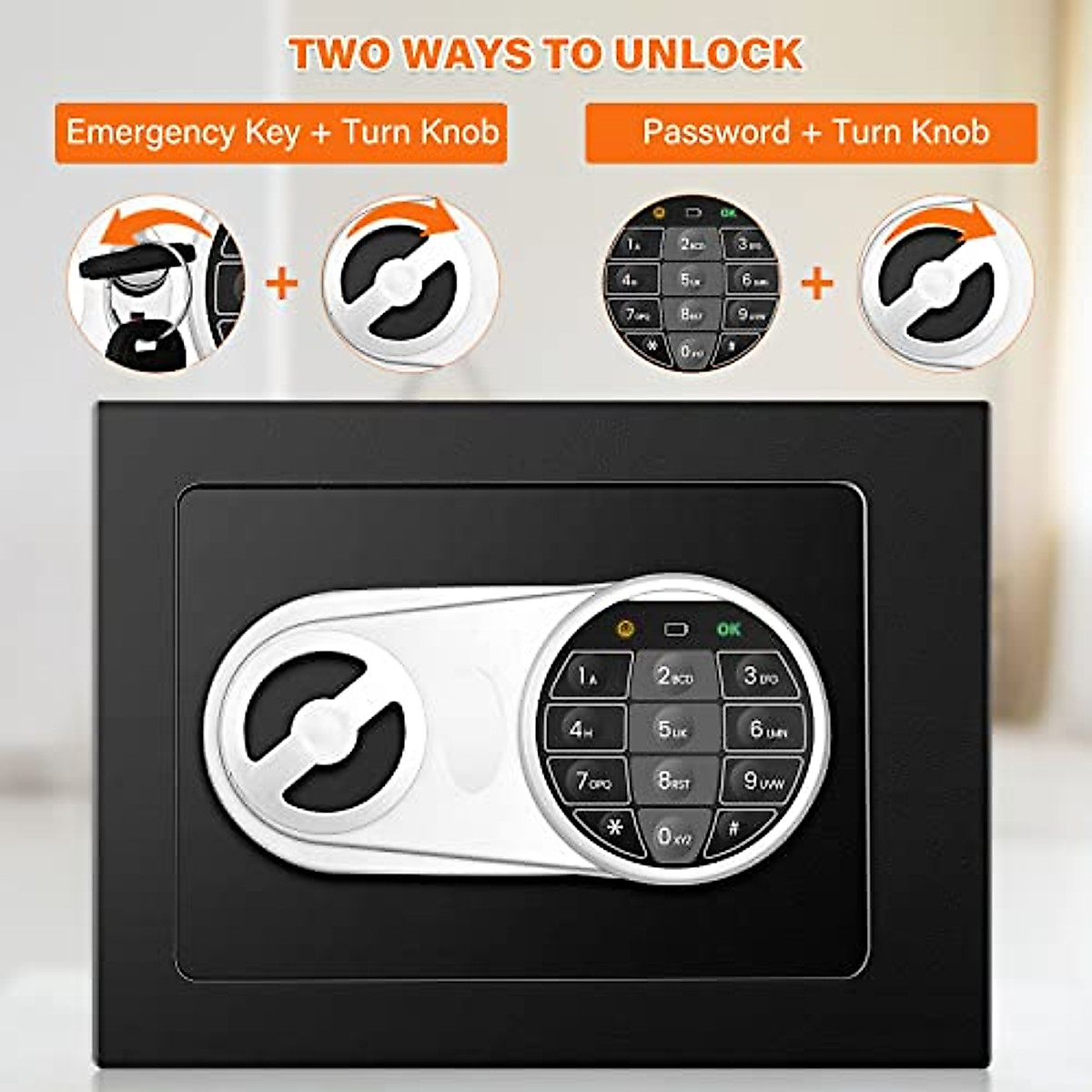 Thmosz Small Safe Box for Money, 0.25 Cuft Mini Home Safe with Fireproof Waterproof Money Bag, Digital Safe with Combination Lock, Money Safe Box for Home Hotels Business (Black)