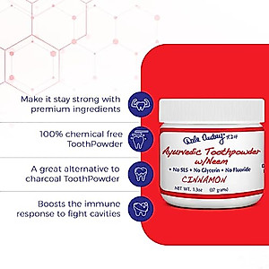 Dale Audrey Ayurvedic Remineralizing Tooth Powder for Sensitive Teeth | Cinnamon Powder for Teeth Whitening | Organic Tooth Powder for Gum and Bad Breath (1.3 Oz)