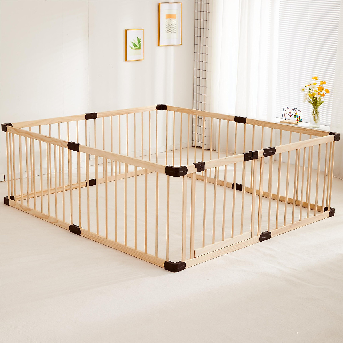 Wooden Baby Playpen,Playpen Play Pens for Babies and Toddlers,Toddler Playpen,Baby Play Fence Yards,Large Baby Playpen Wood (180×240×61 CM)