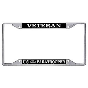 Veteran US Army Paratrooper Car License Plate Frame Design Plate Cover Frame