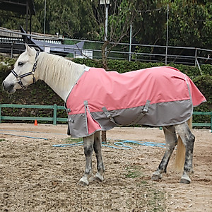 Gallopoff 1200 Denier Rip-Stop Turnout Rain Sheet Lightweight Waterproof Breathable Horse Blanket (No Fill) Pinkgrey 69"