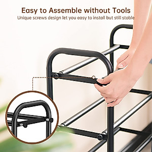 Gonfoam 4-Tier Expandable Shoe Rack,Adjustable Shoe Shelf Storage Organizer Heavy Duty Metal Free Standing Shoe Rack for Entryway Closet Doorway (Black)