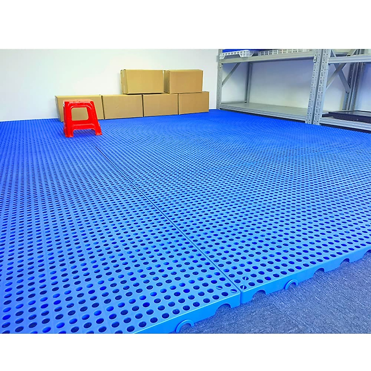 ezkxoprs Warehouse Pallet, Lightweight Plastic Pallet, Moisture-Proof Floor Mat for Basement Storage Rooms, 2200 Lb/m² Capacity (Color : Blue, Size : 100x60x5cm)