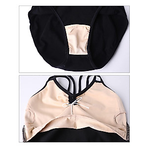 Daydance Black Women Dance Leotards Adult Double Straps Ballet Clothes