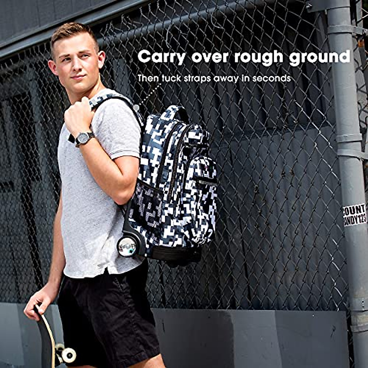 J World New York Sundance Rolling Backpack Girl Boy Roller Bookbag, Flora, 20 Inch