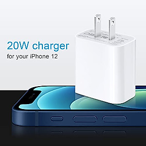 iPhone Fast Charging Block with Charging Cord,[Apple MFi Certified] 20W PD Fast Charger & 6FT USB C to Lightning Cable Compatible with iPhone13/14/14 plus/12/pro/pro max/11/Air pods pro/iPad air