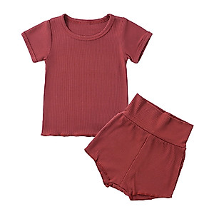 TBUIALL Baby Clothes Toddler Girl Toddler Sports Shirt Ropa De Bebe Elegante Nina 6 Month Birthday Outfit Girl Baby Valentines Day Outfit Boy Infant Girl Long Sleeve Romper (Red, 3-4 Years)