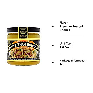 Better Than Bouillon Premium Roasted Chicken Base, Made with Seasoned Roasted Chicken, 38 Servings, Blendable Base for Added Flavor, 8-Ounce Jar (Pack of 1)
