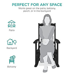Best Choice Products All-Weather Rocking Chair, Indoor Outdoor HDPE Porch Rocker for Patio, Balcony, Backyard, Living Room w/ 300lb Weight Capacity, Contoured Seat - Black