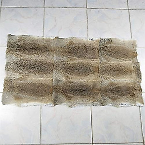 100% Natural Rabbit Fur Bed Throw Blanket,Rug,Rabbit Fur Blankets/Plates Furry Soft Warm Lush Fur Throw Home Decoration Reprocessed DIY Materials (21.65" x 43.3" Straw Yellow)