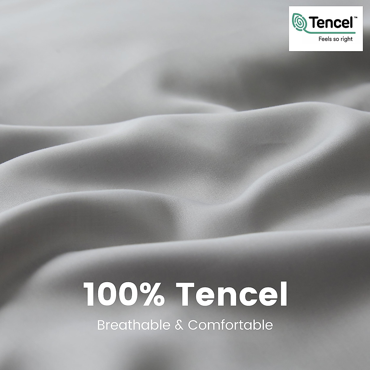 Simple&Opulence 100% Eucalyptus Lyocell Tencel Duvet Cover Set 2 Pieces, Cooling Breathable Duvet Cover Soft Silky, Luxury Bedding Set - Light Grey, Twin Size