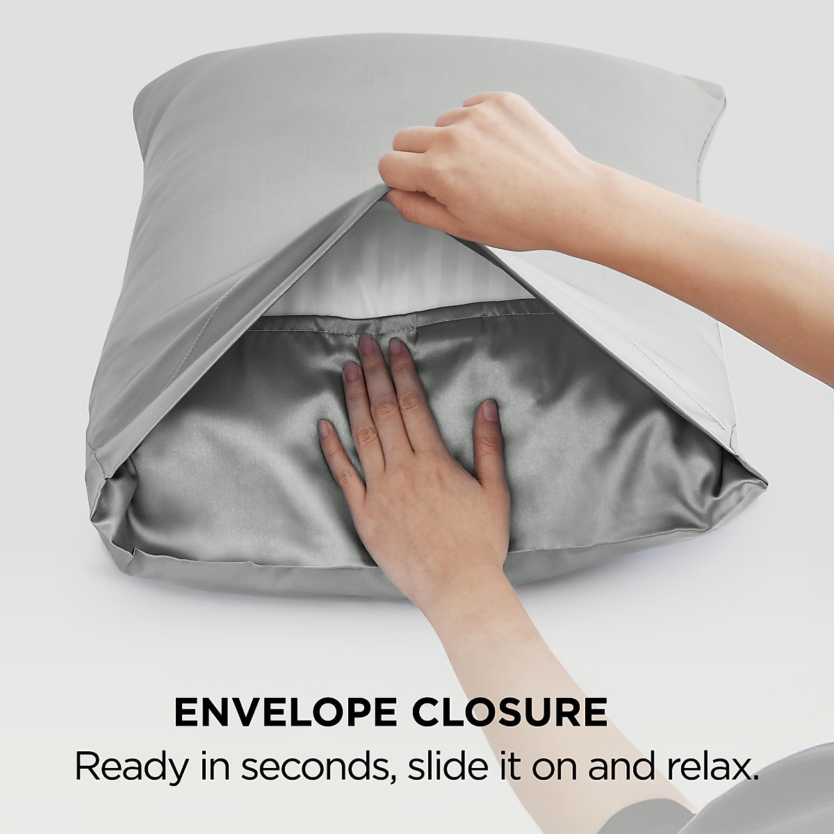 Bedsure Satin Pillowcase for Hair and Skin Queen - Silver Grey Silk Pillowcase 2 Pack 20x30 inches - Satin Pillow Cases Set of 2 with Envelope Closure, Gifts for Women Men