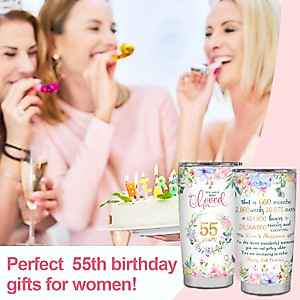 CaringTee 55th Birthday Gifts for Women 55th Birthday Tumbler Ideas 20oz 1968 Birthday Gifts for 55 Year Old Woman Happy 55th Birthday Decorations for women Friends Sister Mom Wife Aunt