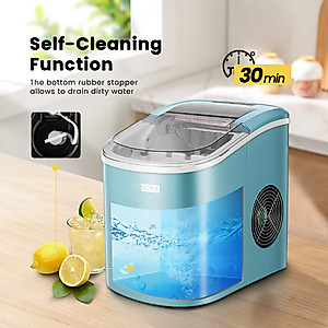 VIVOHOME Electric Portable Compact Countertop Automatic Ice Cube Maker Machine with Hand Scoop 10 Ice Bags and Self Cleaning Function 27lbs/Day Light Green