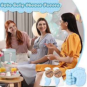 Swiffen 50 Sets Baby Shower Soap Favors for Guests Baby Boy Girl Mini Footprint Soap Handmade Scented Soap with Thank You Tags and Organza Bags Gender Reveal Party Favors (Blue,It's A Boy)