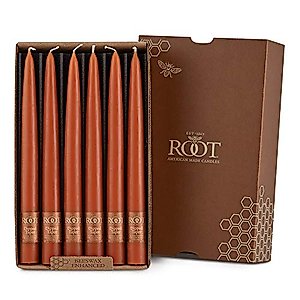 Root Candles 7919 Unscented Smooth Hand-Dipped 9-Inch Taper Candle, 12-Count, Rust