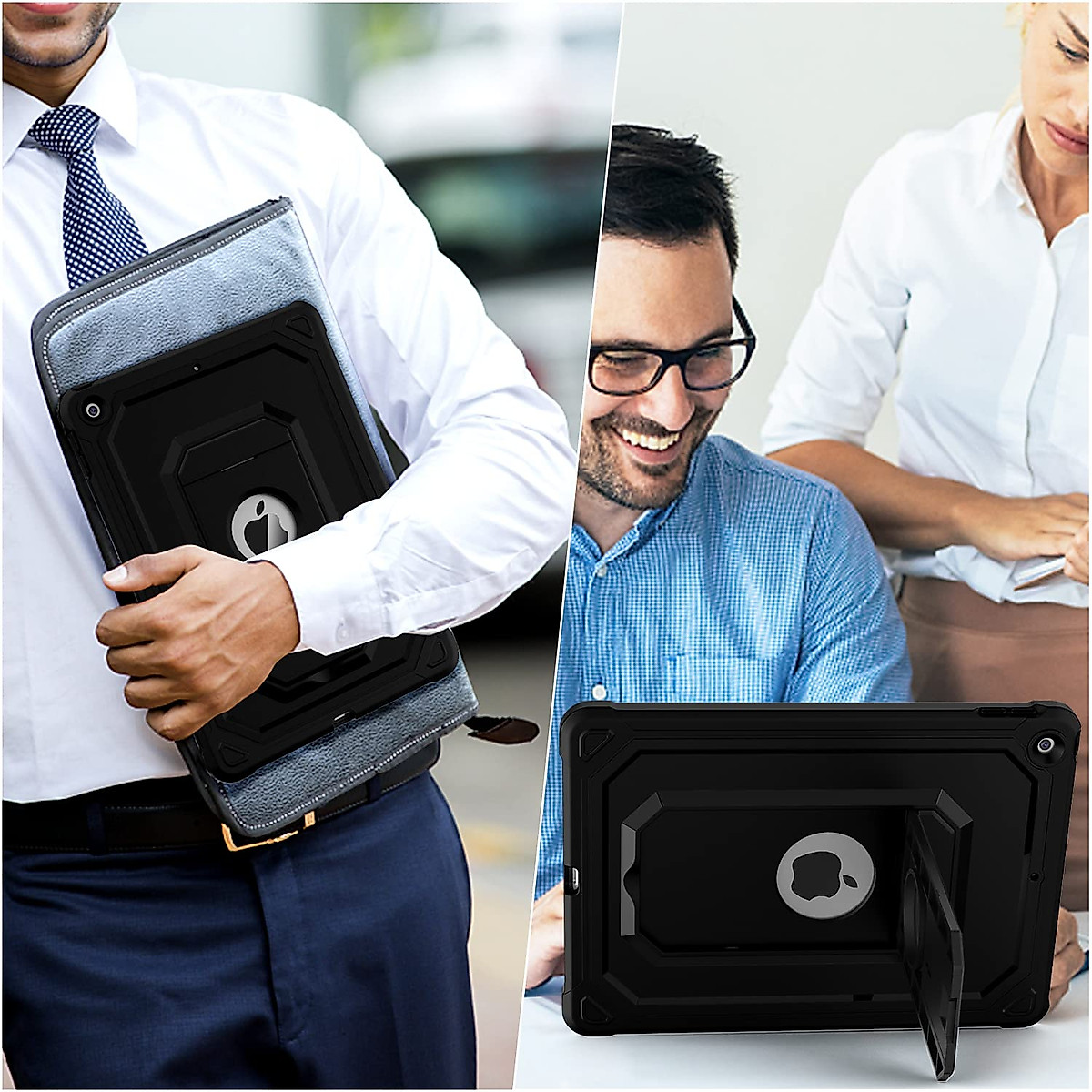 Cantis Case for ipad 9th Generation/iPad 8th Generation/iPad 7th Generation, [Built-in Screen Protector] Dual Layer Shockproof Protective Case for iPad 10.2 inch 2021/2020/2019, Black