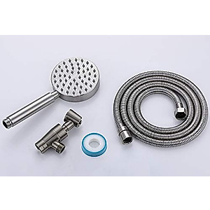 100% Metal Hand Held Shower Head with Hose | Detachable Shower Heads with Handheld Spray | Adjustable Bracket Holder | Extra Long 75" Inch Stainless-Steel Hose | Brushed Nickel