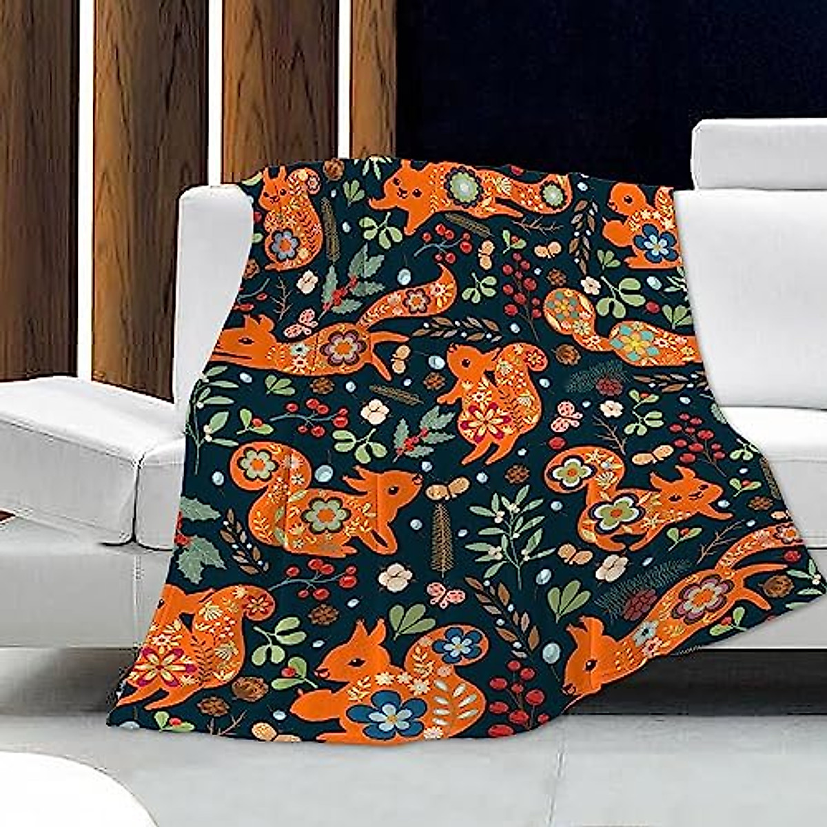 Squirrels Blanket Gift for Girl Women Blanket Super Soft Cozy Warm Throw for Couch Bed Sofa Office Decor All Season 50 * 40" S for Kid