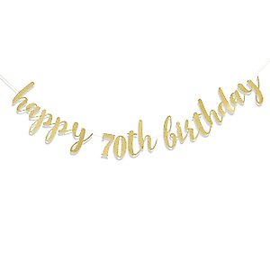 Happy 70th Birthday Banner - 70th Birthday Banner,70 Banner Gold,70th Anniversary Banner Gold,70th Birthday Banner for Women/men,happy 70th Birthday Banner Party Decorations