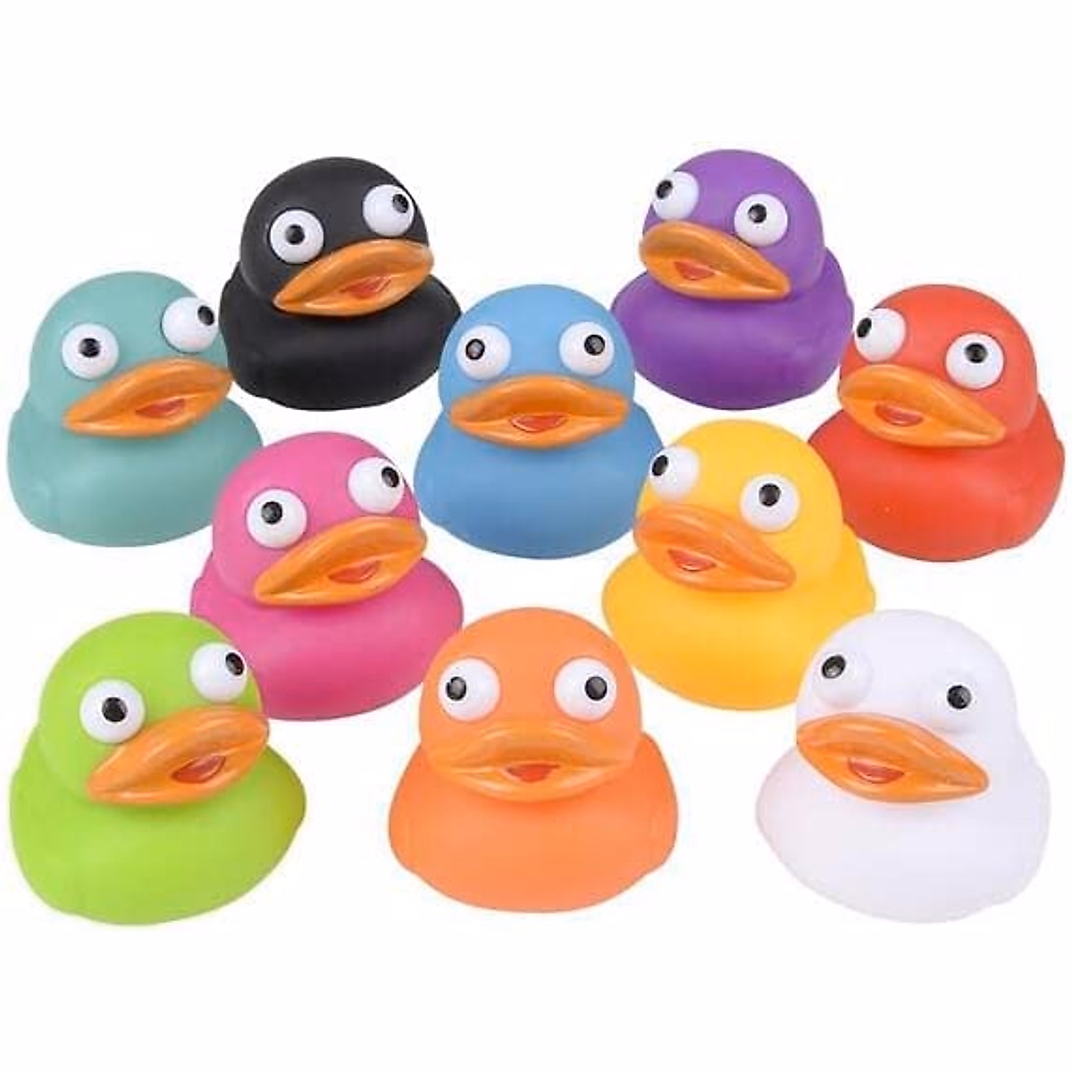 Rubber Ducks in Bulk - Ducky Eye Poppers 2 Inch - Easter Egg Fillers - Playset for Ducky Bath Toys 10 Pcs - Ducky City Rubber Duck - Baby Beach Pool - Bulk Gifts for Kids