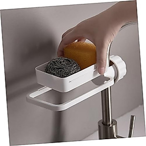 Hoement Faucet Sink Rack Towel Rack Towel Holder Water Draining Rack Faucet Rack Storage Rack for Sponge White