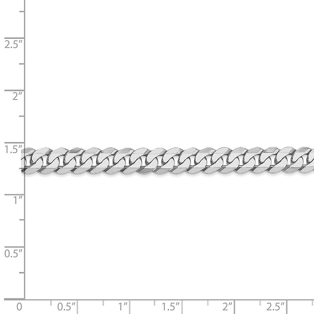 Solid 14k White Gold 6.25mm Beveled Curb Cuban Chain Bracelet - with Secure Lobster Lock Clasp 7"