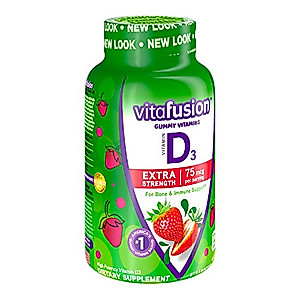vitafusion Extra Strength Vitamin D3 Gummy, Strawberry Flavored Bone and Immune System Support (1) 120 Count