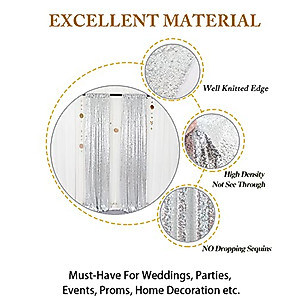 Sequin Curtains 2 Panels Silver 2FTx8FT Sequin Photo Backdrop Silver Sequin Backdrop Curtain Pack of 2-1011E
