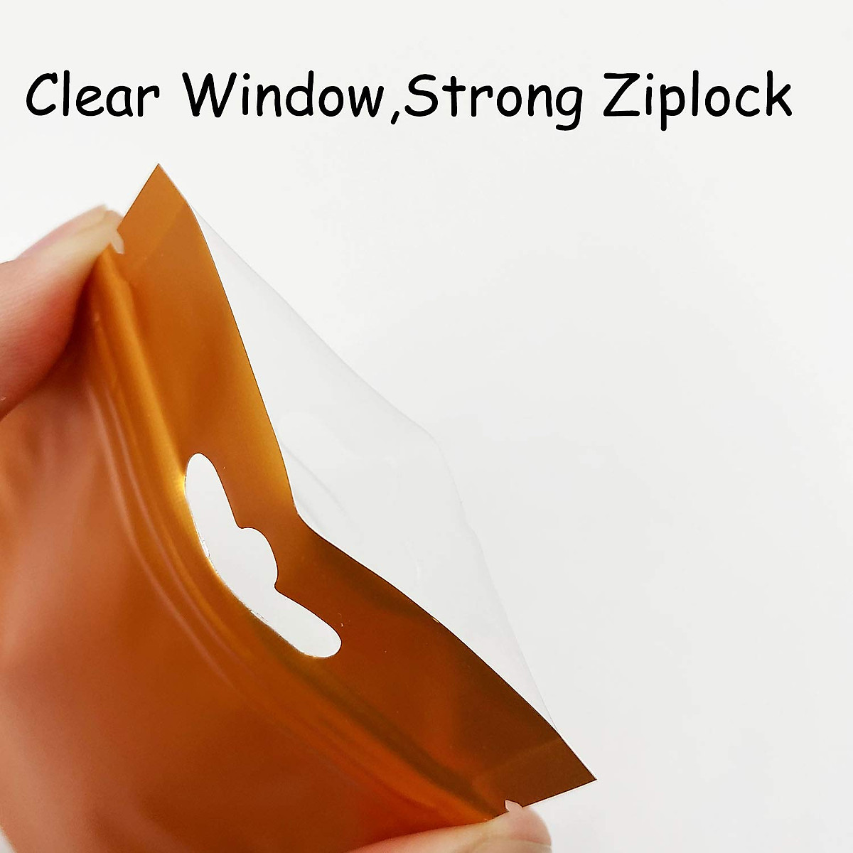 100 Pcs Orange Resealable Smell Proof Ziplock Storage Bags, Foil Pouch for Food Storage (2.7 x 3.9 inch/ 7 x 10 cm)