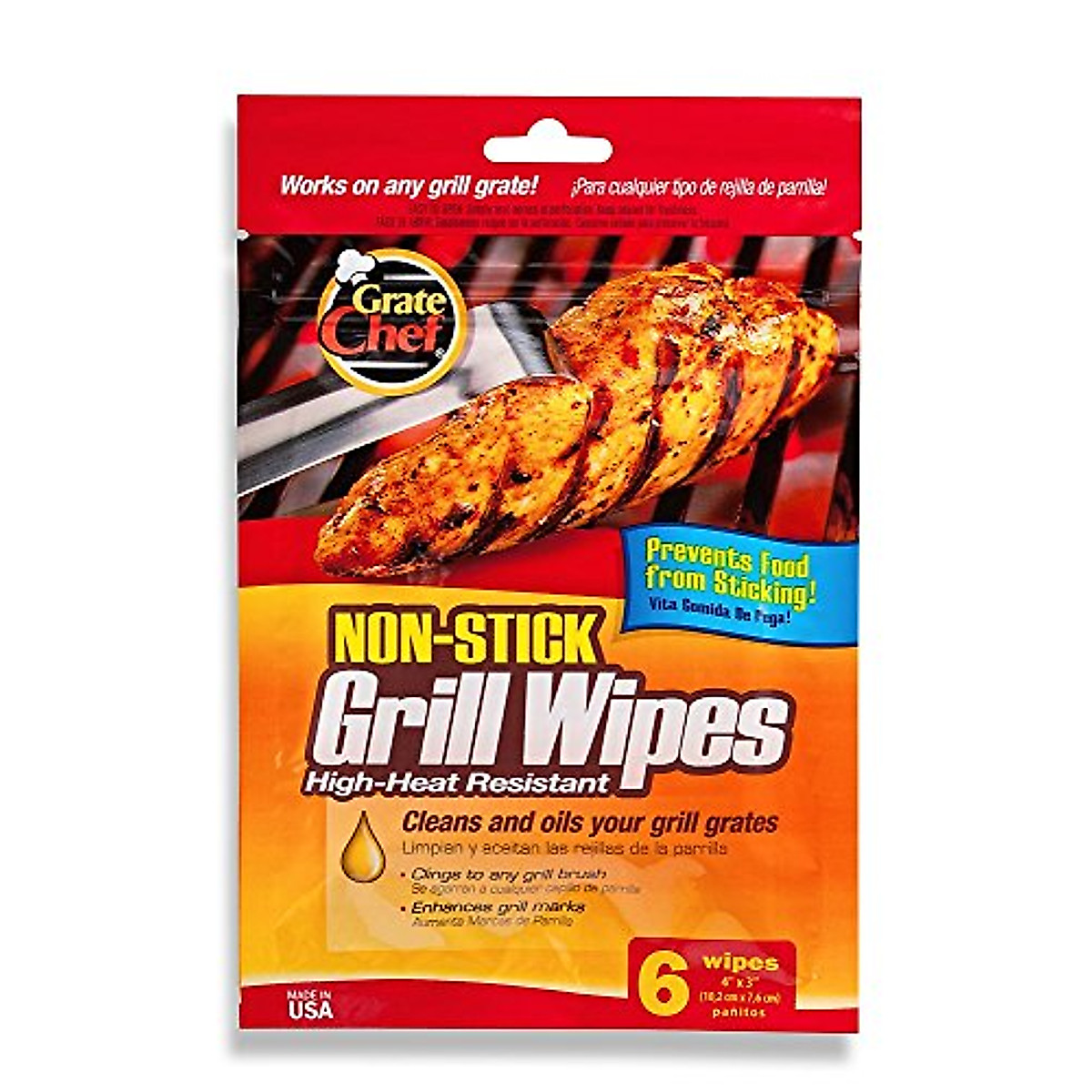 Grate Chef Non-Stick Disposable Grill Wipes, 6 Count per Package, 3 Pack