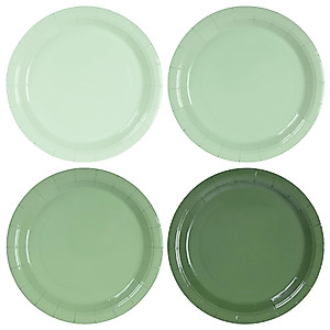 AimFun Sage Green Paper Plates Gradient Green Party Plates 7”Disposable Round Dessert Plates for Birthday Wedding Bridal Baby Shower Christmas Party Supplies 4 Colors (48, Sage Green)