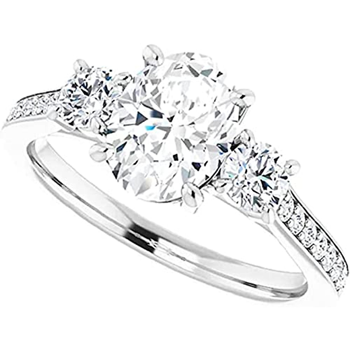 Moissanite World 3-Stone Moissanite Ring Oval 2.0CT, Moissanite Engagement Ring/Moissanite Wedding Ring/Moissanite Bridal Ring Set 925 Sterling Silver Perfact for Gift Or As You Want (7)