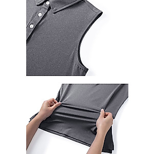 TACVASEN Womens Golf Shirt Sleeveless Polo Shirts Summer Shirts Active Tank Tops Casual Shirts Lightweight Shirts Breathable Shirts Dark Grey