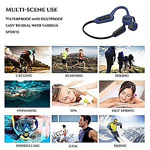 LeBoomon Waterproof Bone Conduction Headphones Wireless Bluetooth 5.0 Built-in 16G Mp3 Player IP68 Waterproof Swimming Headset with Mic for Running Swimming Cycling Gym
