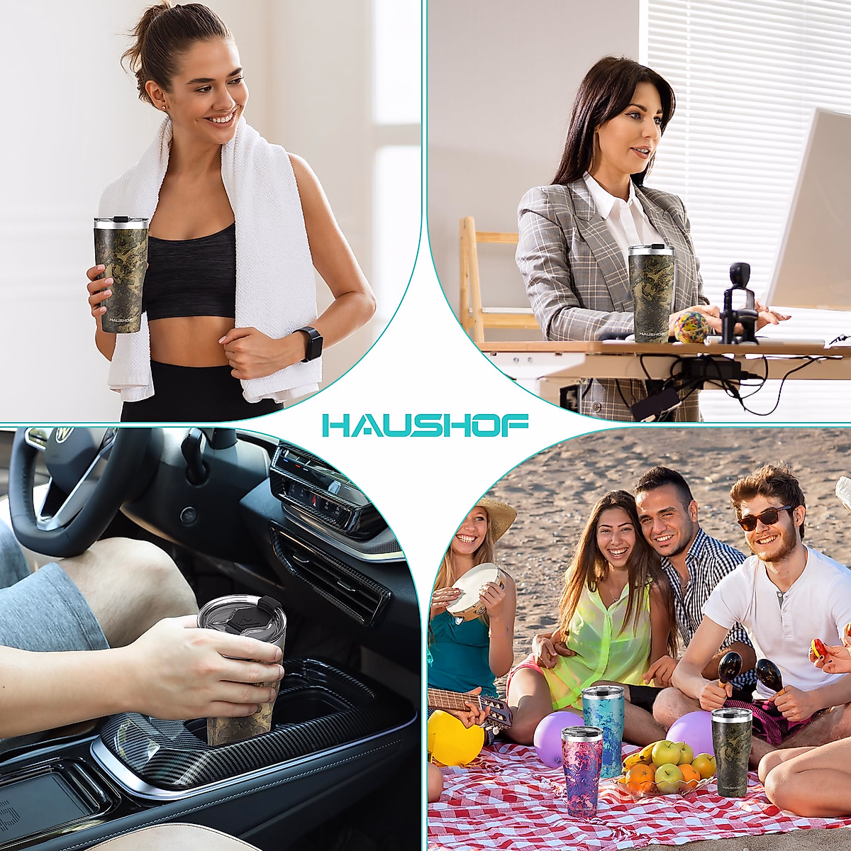 HAUSHOF 20 oz Tumbler, Stainless Steel Vacuum Coffee Tumbler, Durable Insulated Tumbler Cups for Hot and Cold Drinks, Portable Water Tumbler with Lid for Office, Camping, Sports