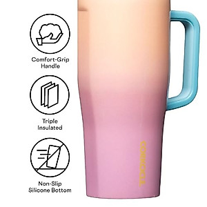 Corkcicle Cruiser Insulated Tumbler with Handle & Straw, Lover, 22 oz – 100% Leakproof Cupholder Friendly Water Bottle Keeps Drinks Cold 20hrs