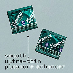 Kimono Microthin Plus - Premium Lubricated Natural Latex Condoms, Ultra Thin with Extra Moisture and AquaLube, Vegan-Friendly, No Latex Odor - Enhanced Sensitivity - Pack of 12