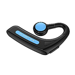 Open Ear Headphones Bluetooth Single Bone Conduction Wireless Earbuds with Earhooks Microphone Earphones Waterproof Long Battery Life Earpiece for Workout Sports Running Android iOS Non Ear Plug Blue