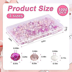 1000pcs Crystal Glass Beads Kit, 4/6/8mm Pink Loose Assorted Crystal Beads Sparkle Round Glass Beads with Holes for Jewelry Necklace Bracelet Making