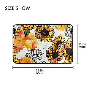 Doormat Welcome Door Mat-Vibrant Yellow Sunflower,Living Room Kitchen Floor Mat Home  Indoor Outdoor Decoration 24X16INCH